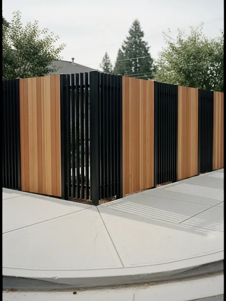 23 Stylish Metal and Wood Fence Ideas With Mixed Texture Appeal