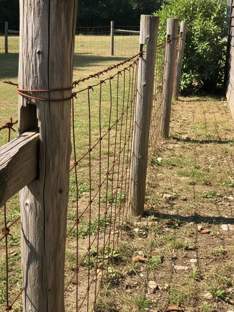 23 Rustic Wood and Wire Fence Ideas With Farmhouse Character